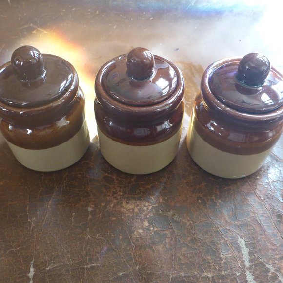 Vintage | Kitchen | Vintage 3 Miniature Earthenware Clay Storage ...